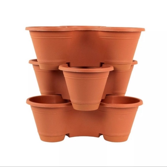 Accents | 3 Tier Vertical Terra Cotta Garden Stackable Large Flower ...